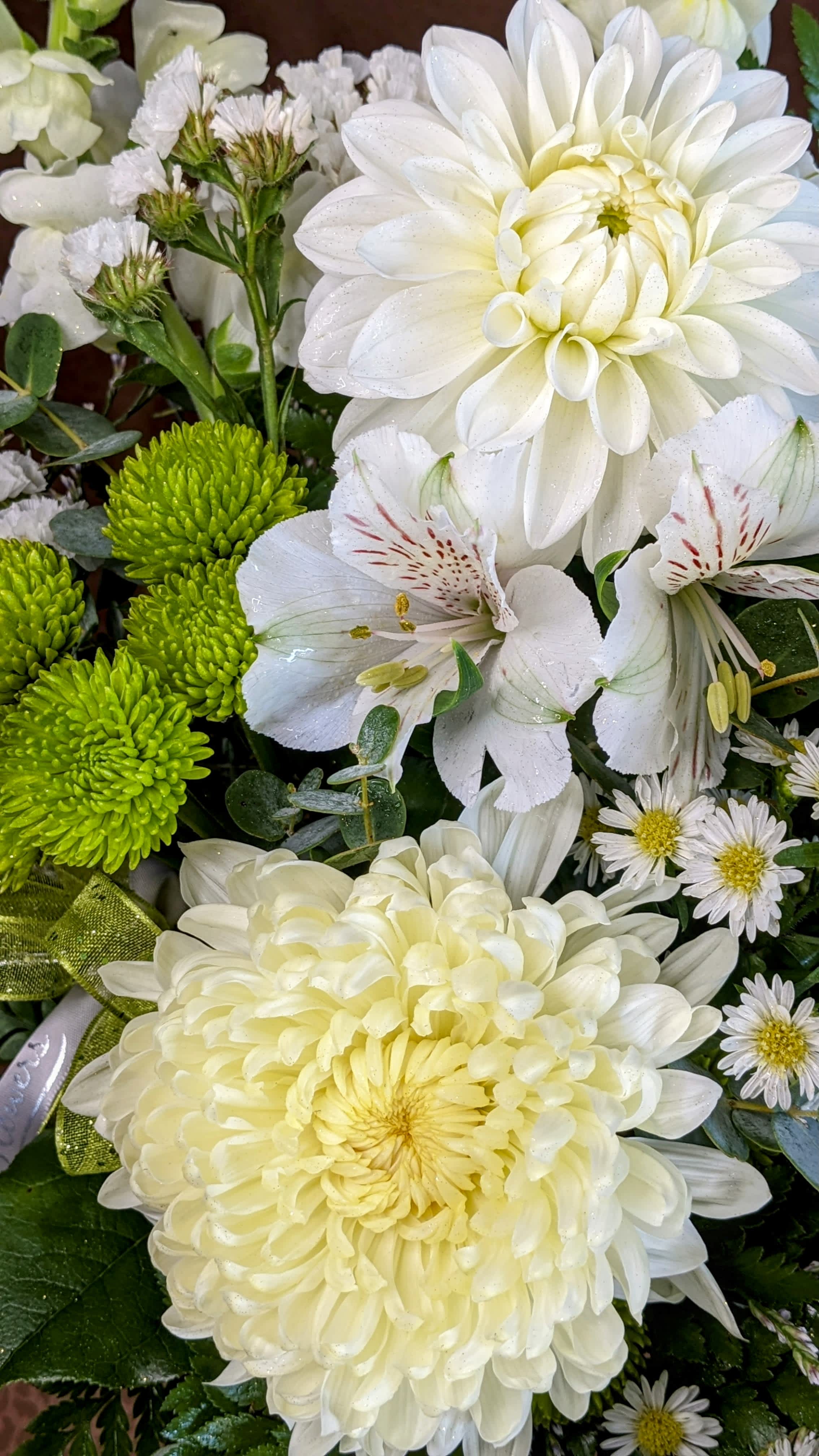 Ivory, Whites & Greens Arrangement- Vased in Stanley, WI | Ele's Flowers