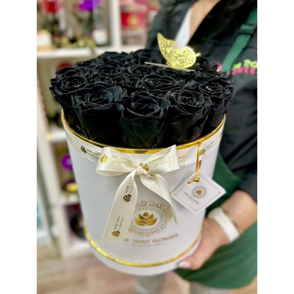 Eternal Roses Round Box - White Box, Black in Miami, FL | More Than Flowers