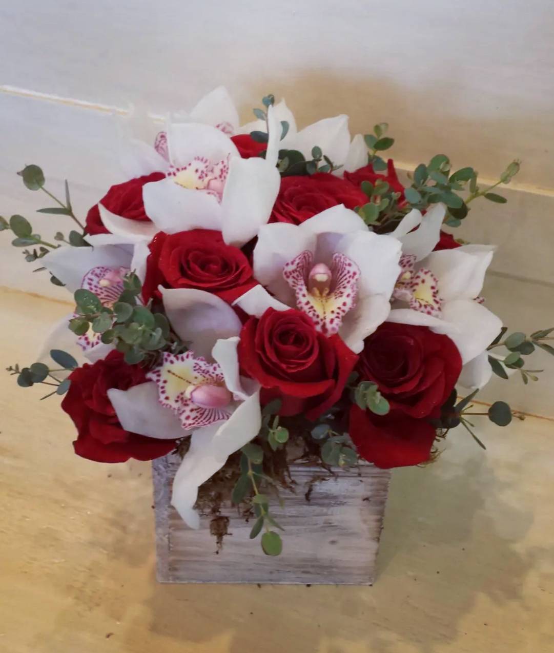 Rose and orchid flower box by Simply Flowers