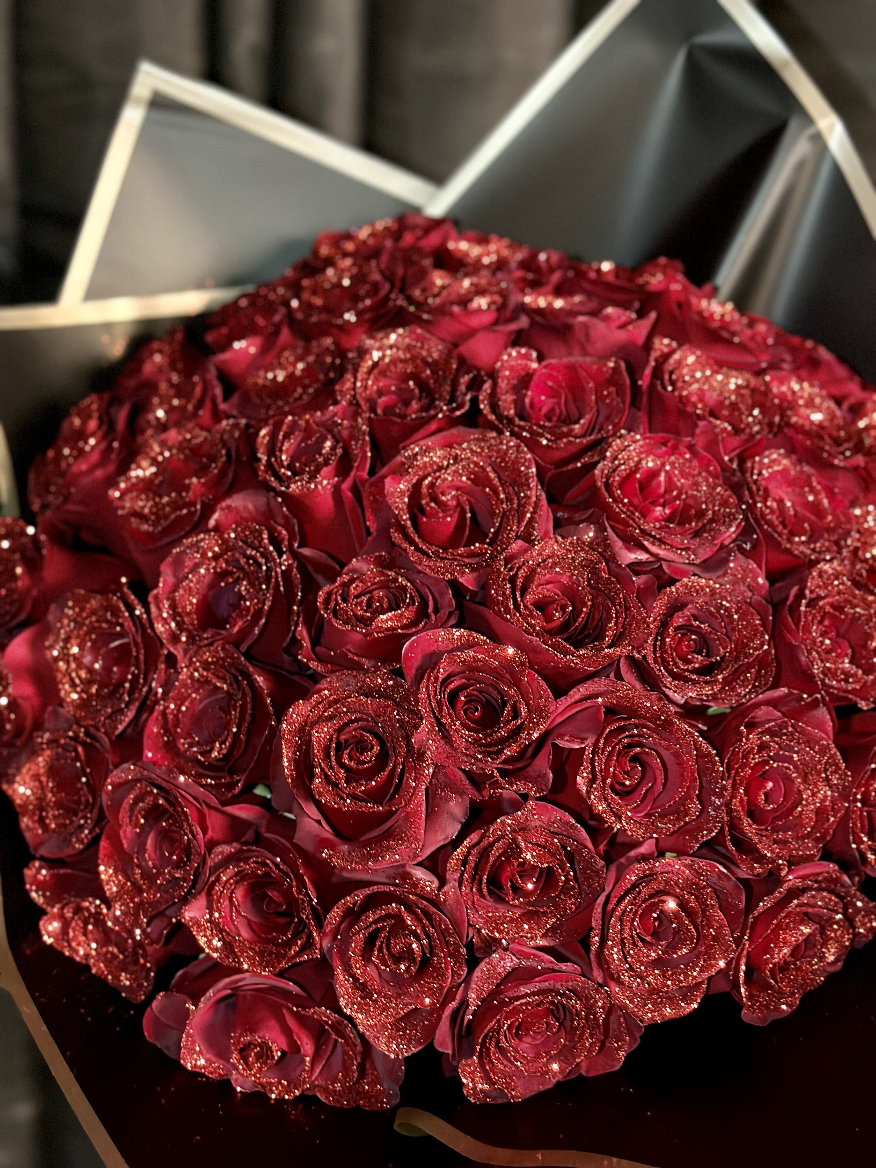 Red Glitter Rose Bouquet in Glendale, CA | Avenue De Flore