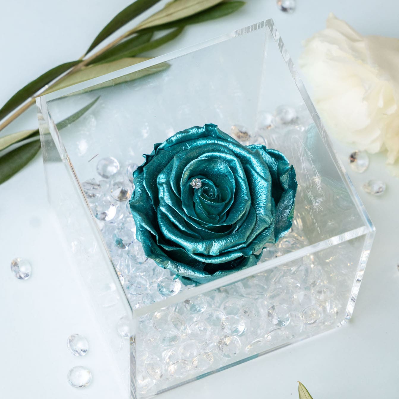 Single One Year Rose in Acrylic Case - Metallic Blue in Torrance, CA ...