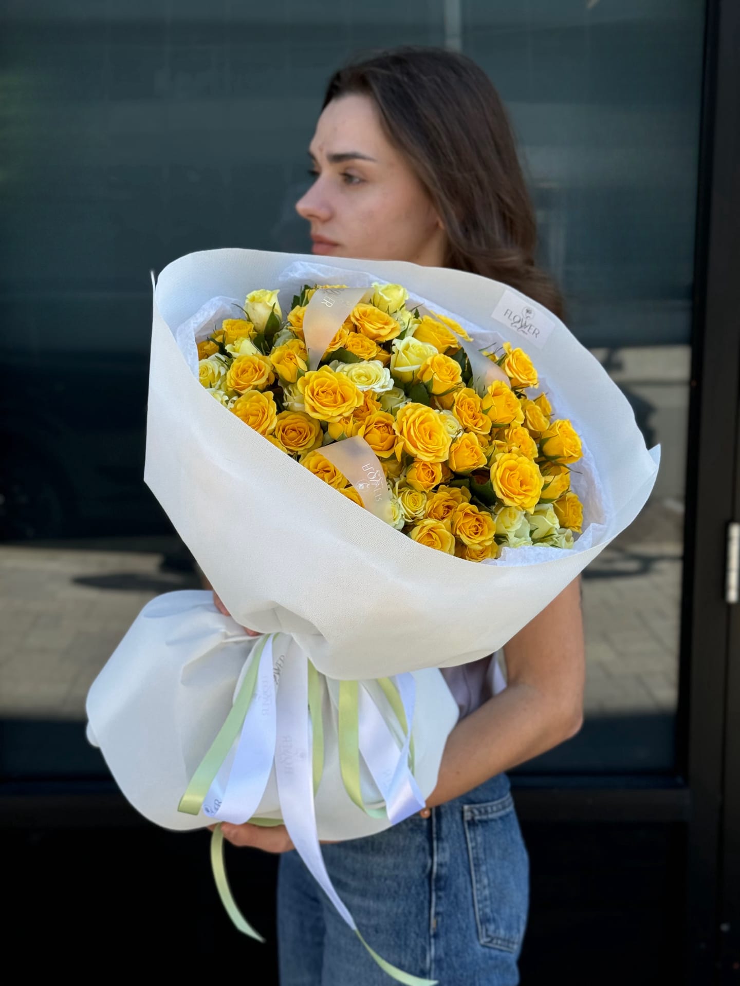 Spray Rose Bouquet Yellow by Flower DeLuxe