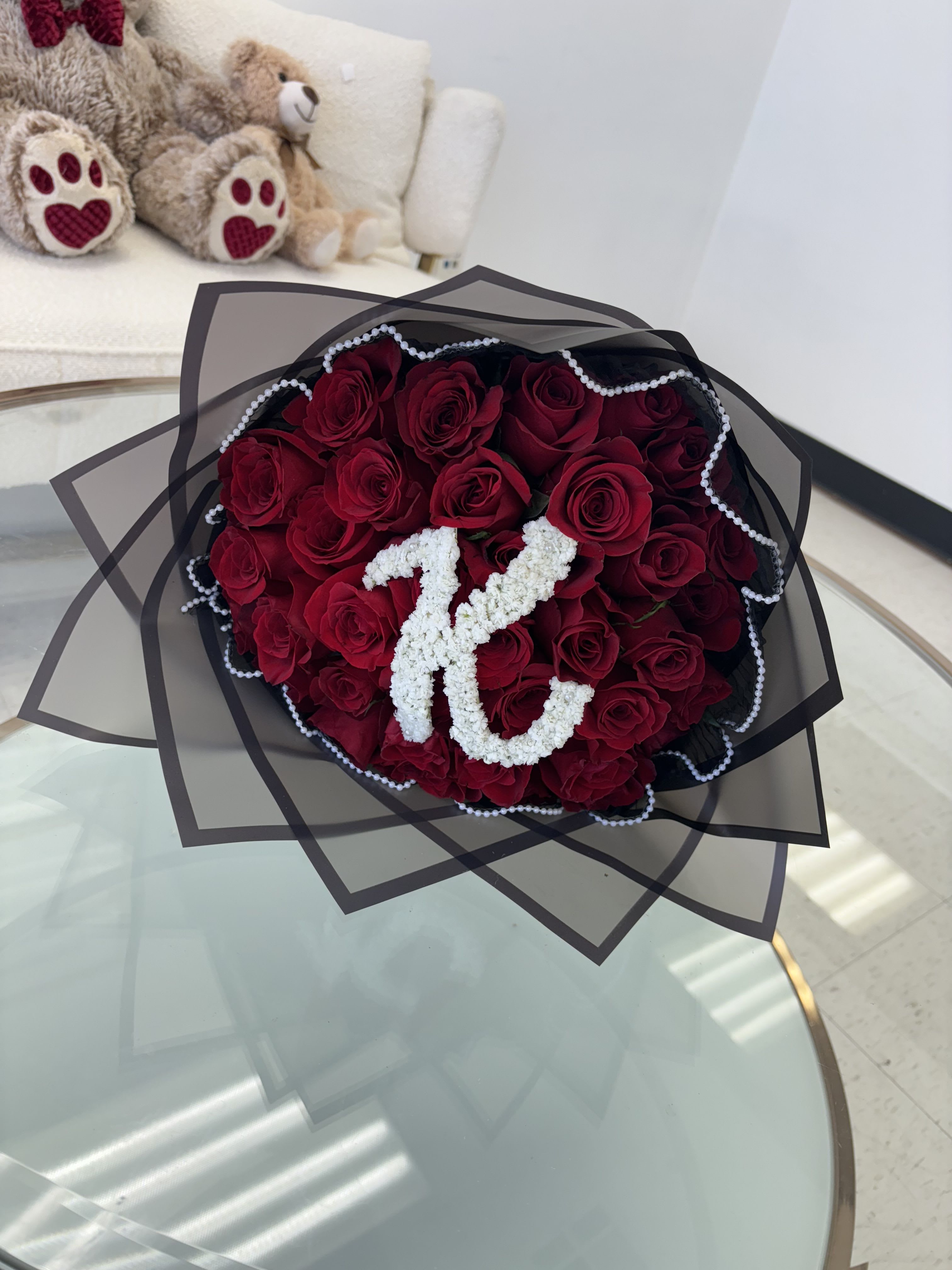 Red Rose Letter Bouquet in Webster, TX | Hidden Hue Florals