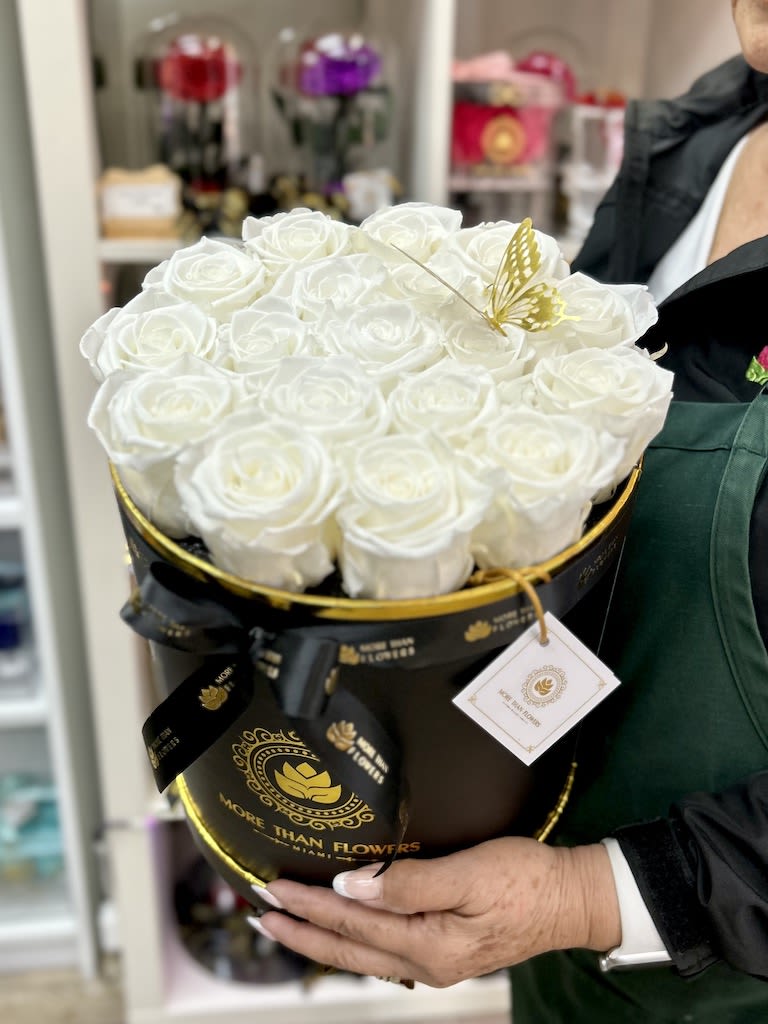 Eternal Roses Round Box - Black Box, White Roses in Miami, FL | More ...