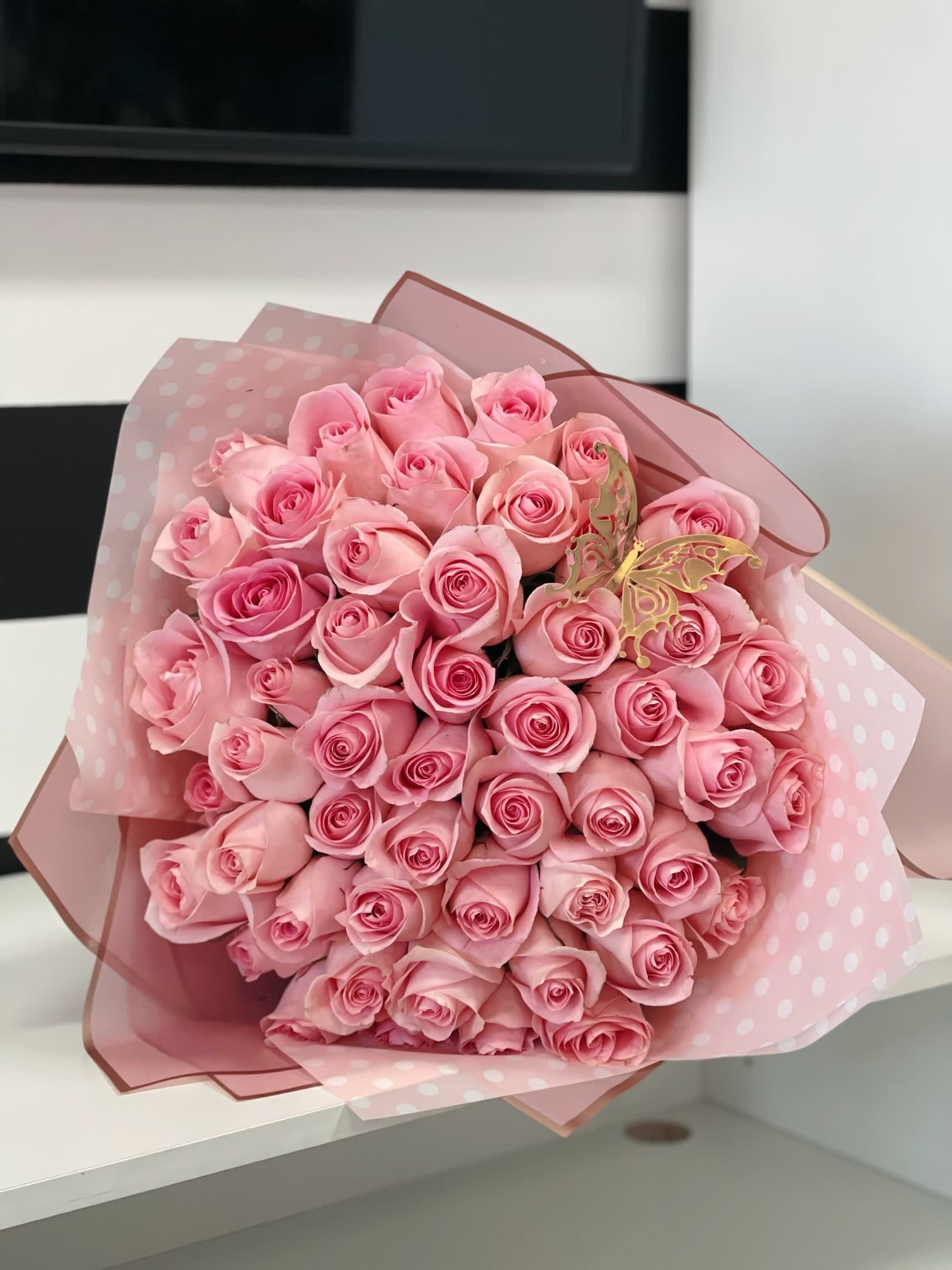 Pink Roses Wrapped Bouquet By Atlanta's Finest Flowers in Atlanta, GA ...