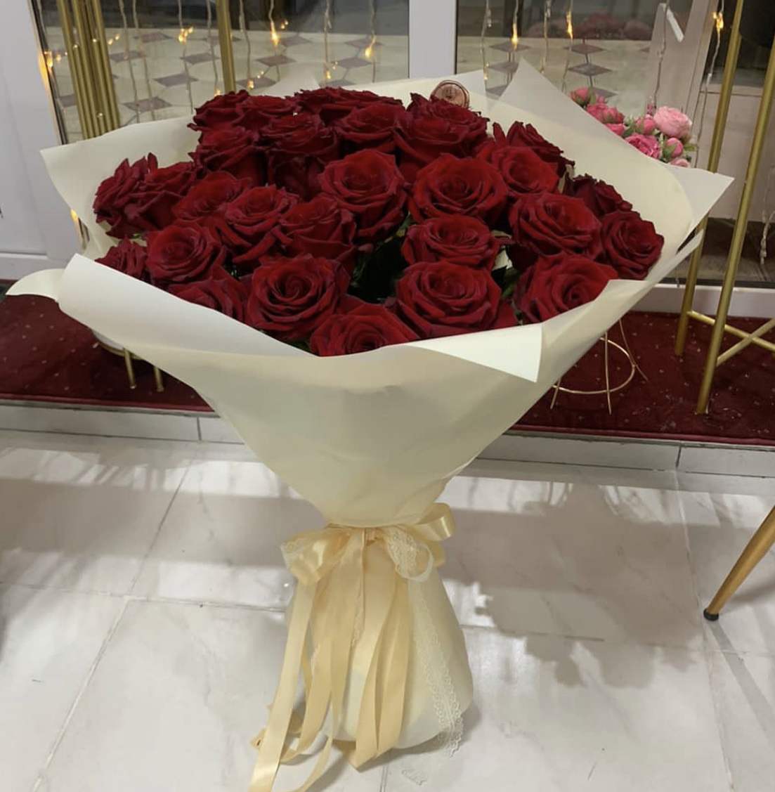 Luxury Red Rose Bouquet 60 cm by Huber Heights Floral