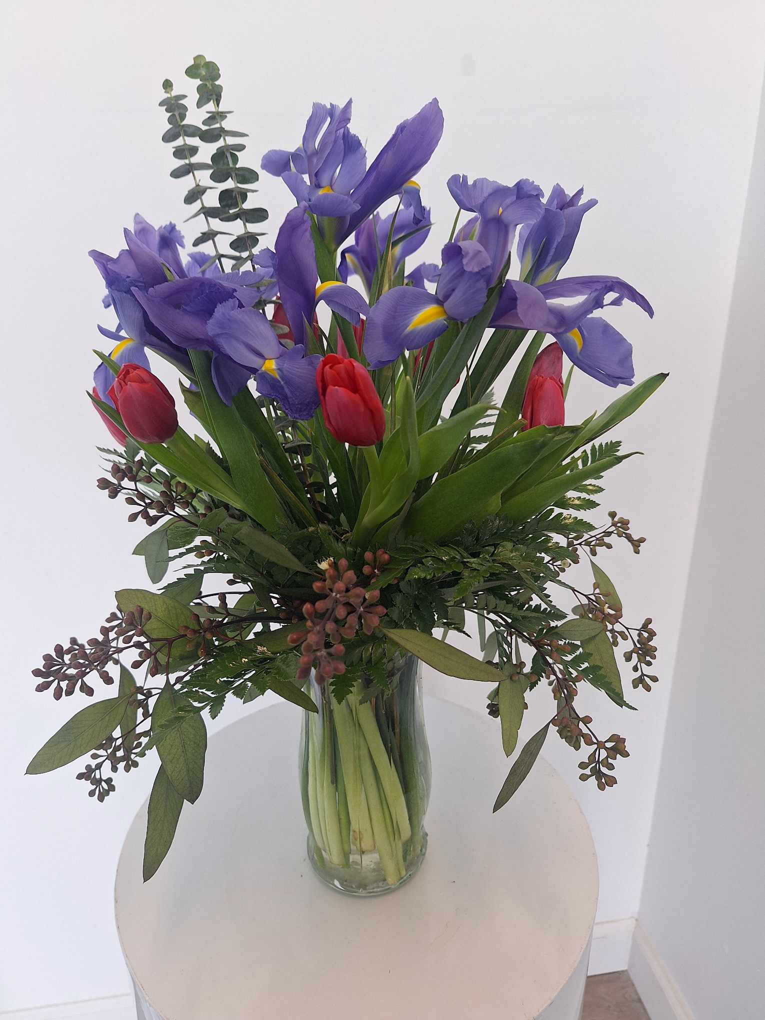 Tulips with Irisby Zontini Event Decorators Flowers and Balloons