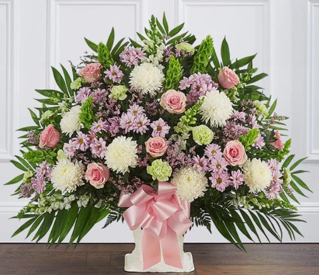Heartfelt Pink and Whit Floor Basketby Zontini Event Decorators Flowers ...