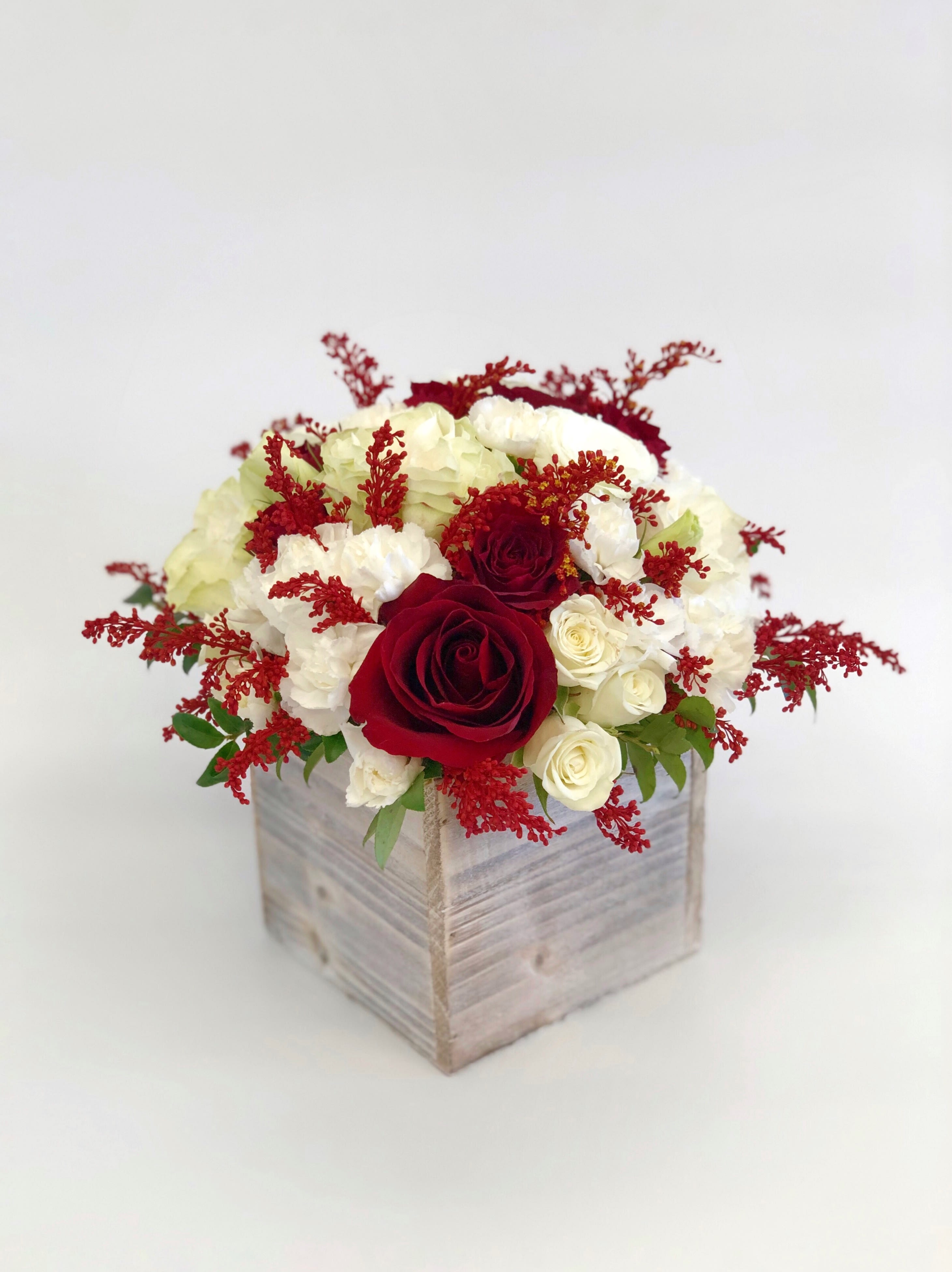 Wood box arrangement White & Red small in Hallandale Beach, FL | K&K ...