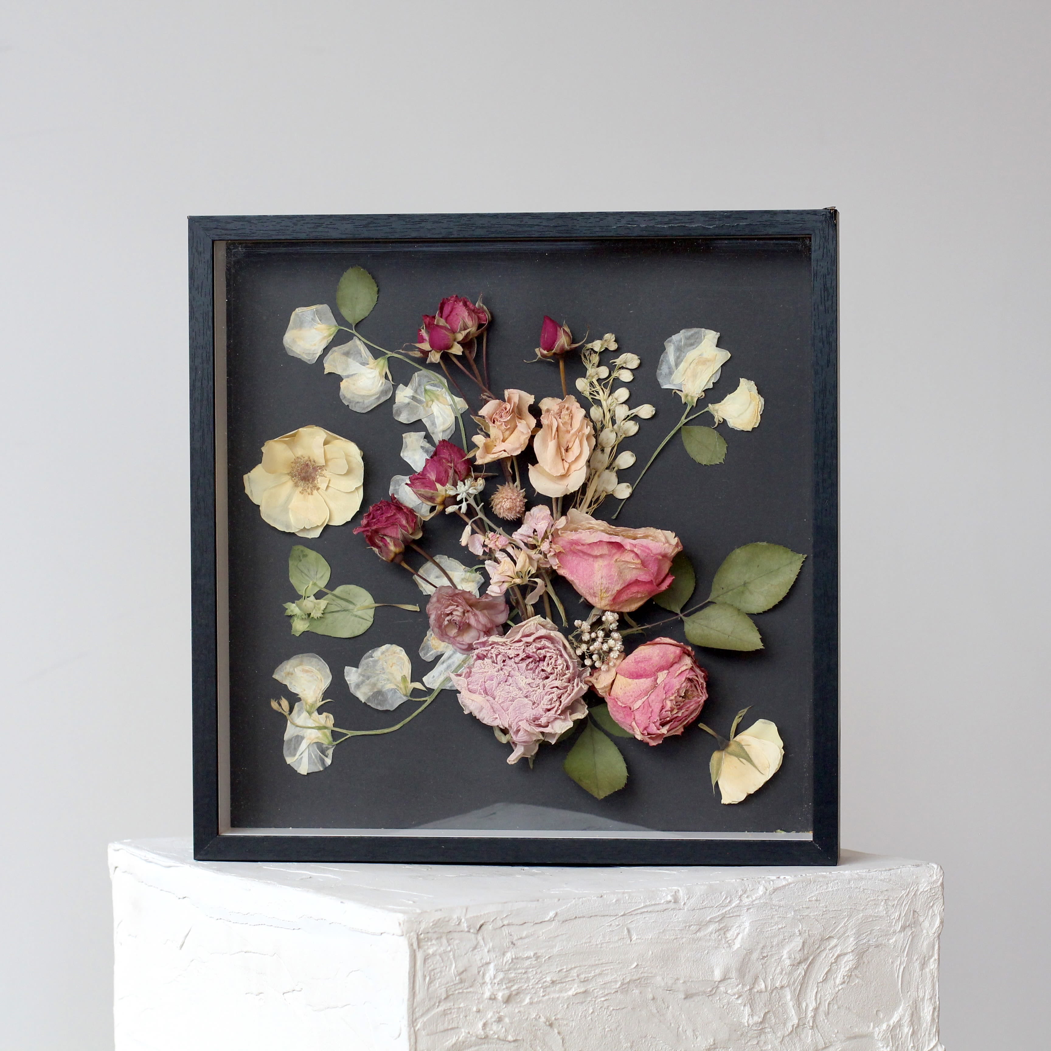 Blush Dried Floral Shadowbox Frameby Middlemist