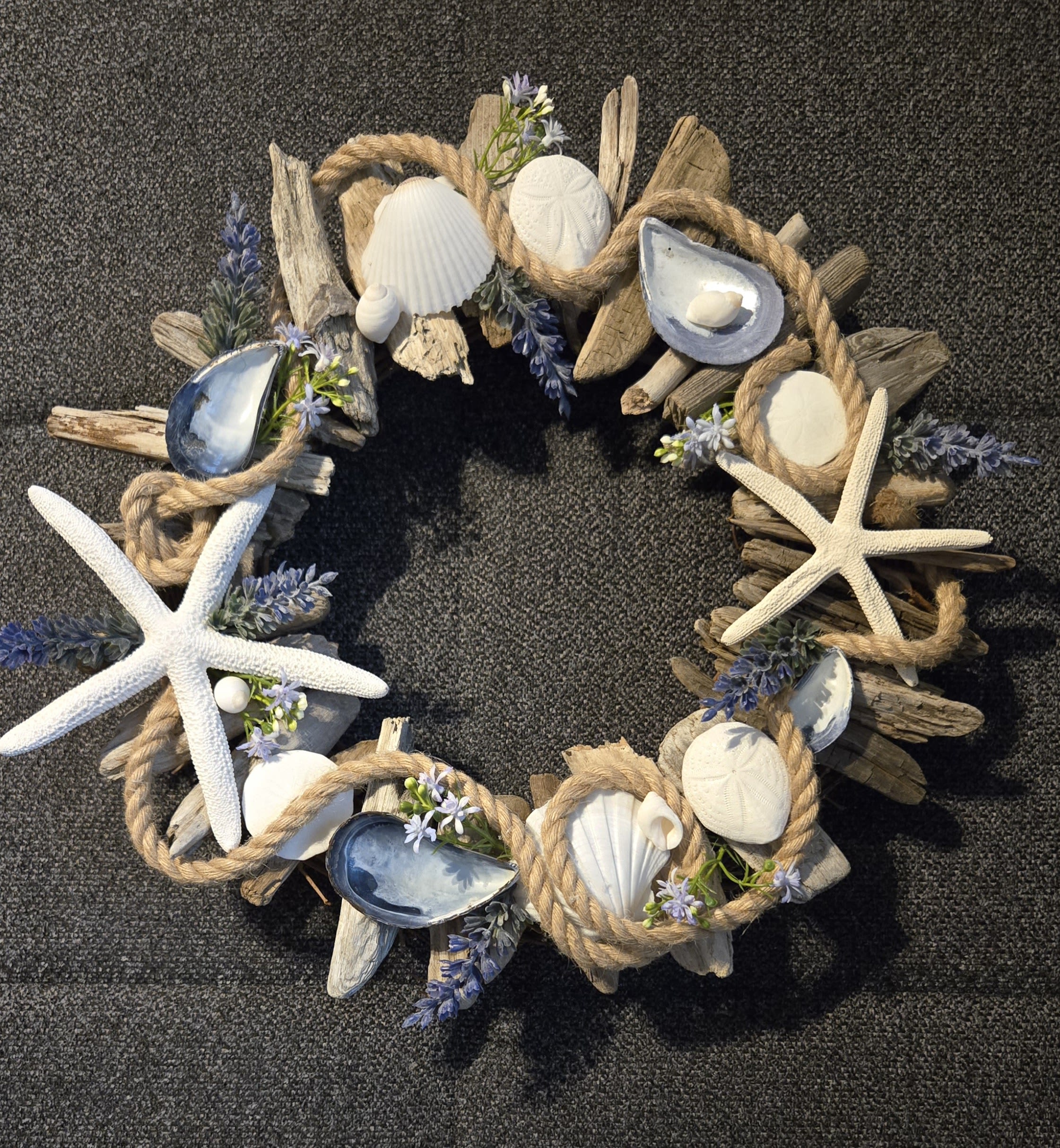 how to make a mussel shell flower wreath