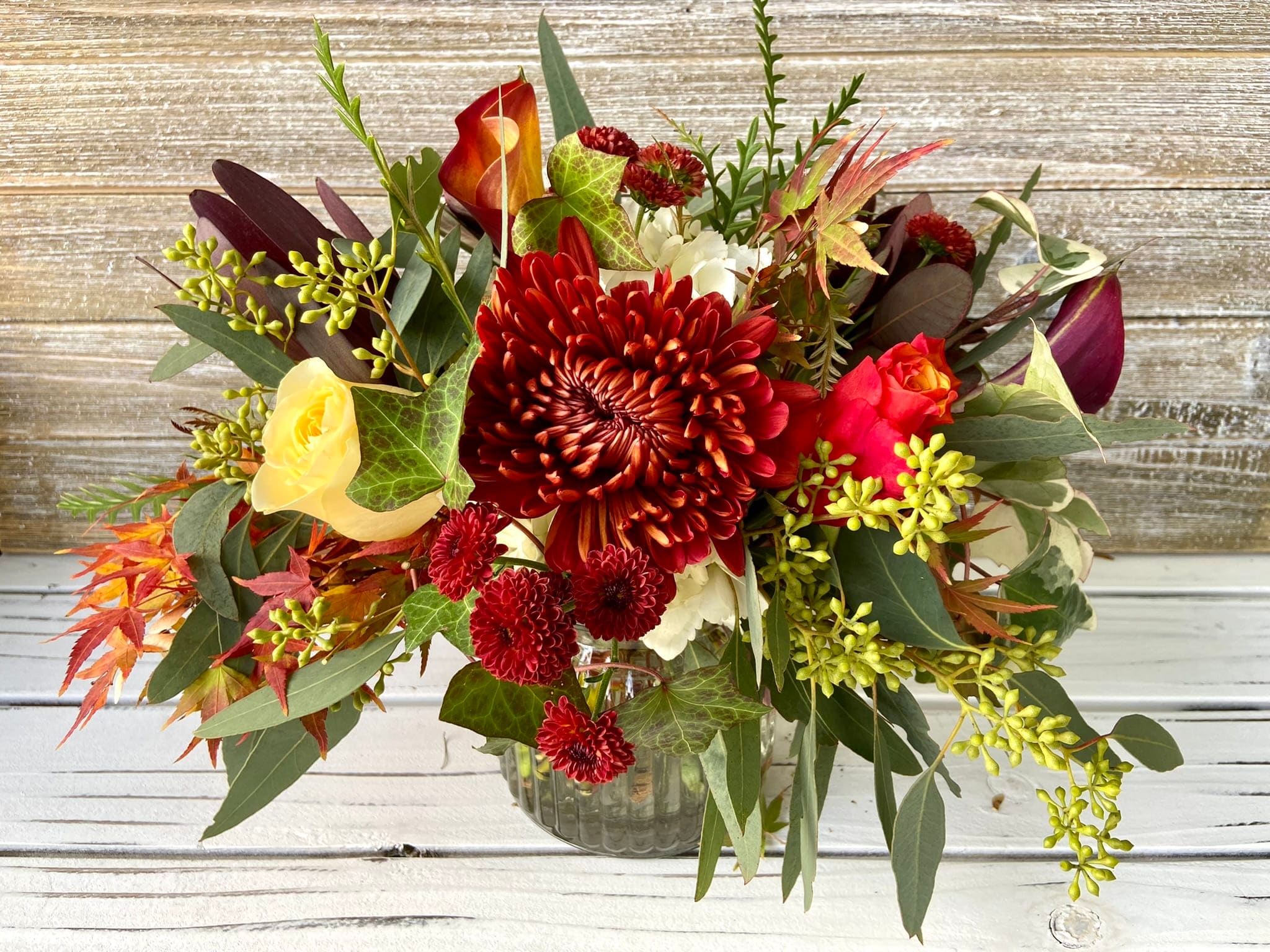 Small Thanksgiving Table Arrangement by Brown Paper Posies